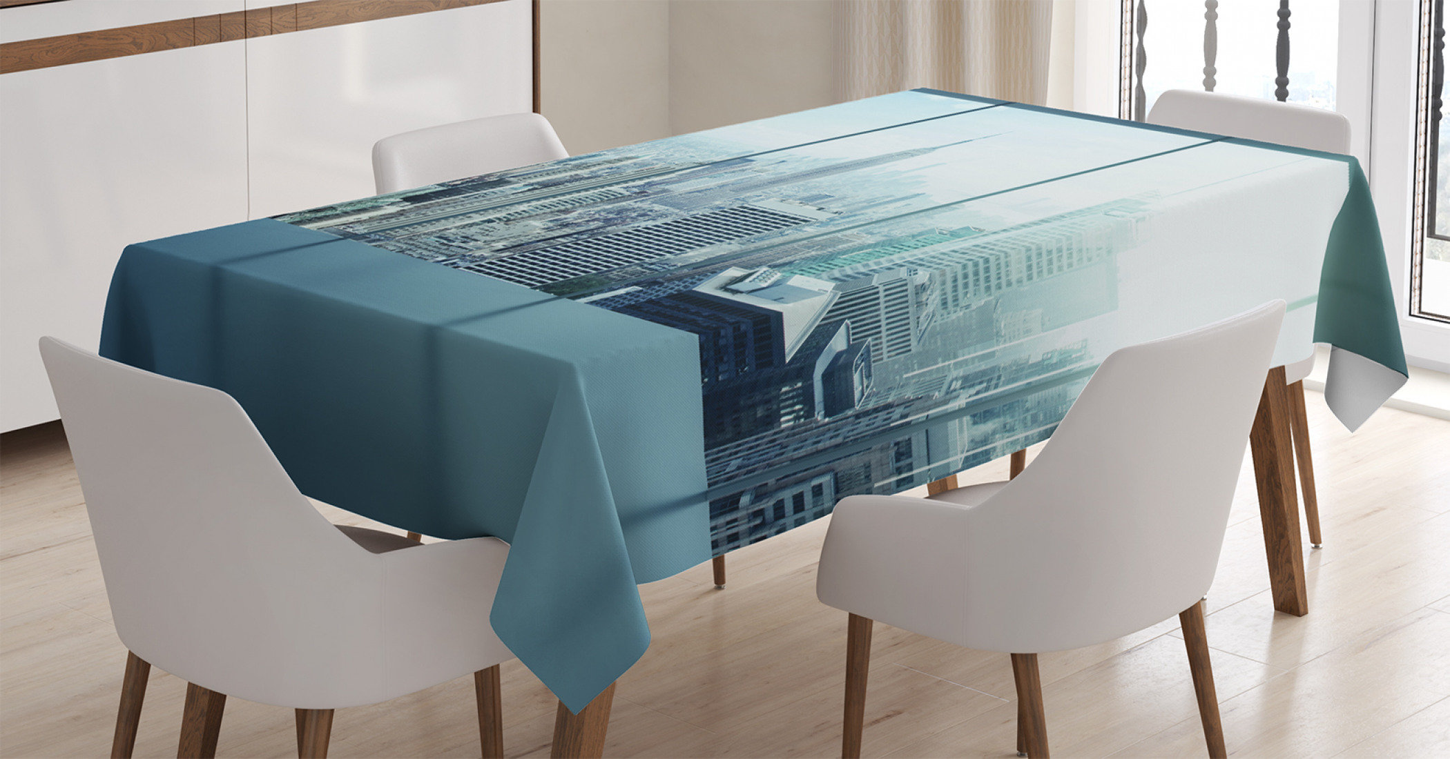 East Urban Home New York Tablecloth, Aerial View Of A Big Crowded ...