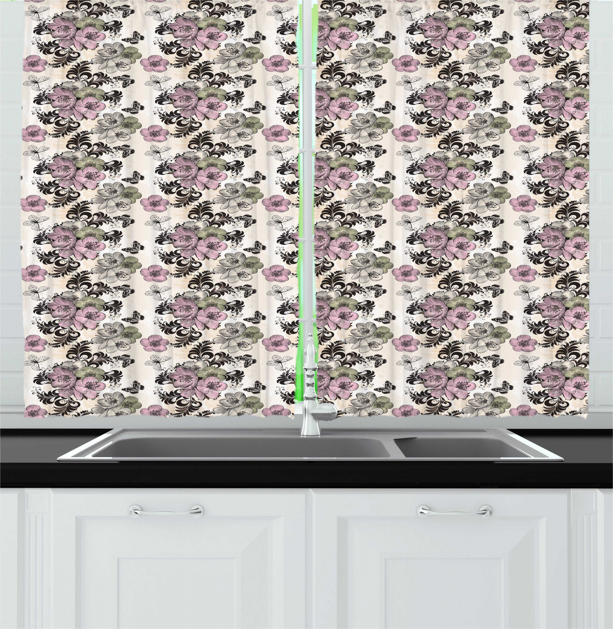 East Urban Home Vintage Nostalgic Floral Pattern with Hand Drawn ...