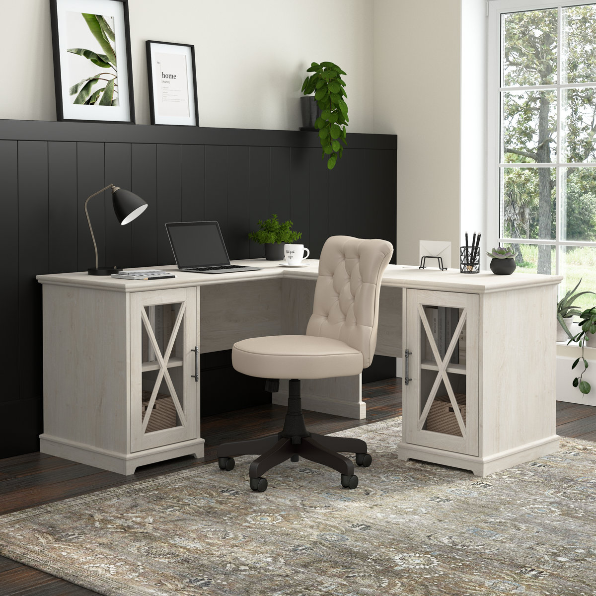 Inbox Zero Colangelo L-Shaped Credenza Desk & Reviews | Wayfair