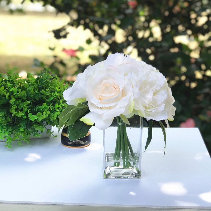 House of Hampton® Silk Peony Arrangement in Vase | Wayfair