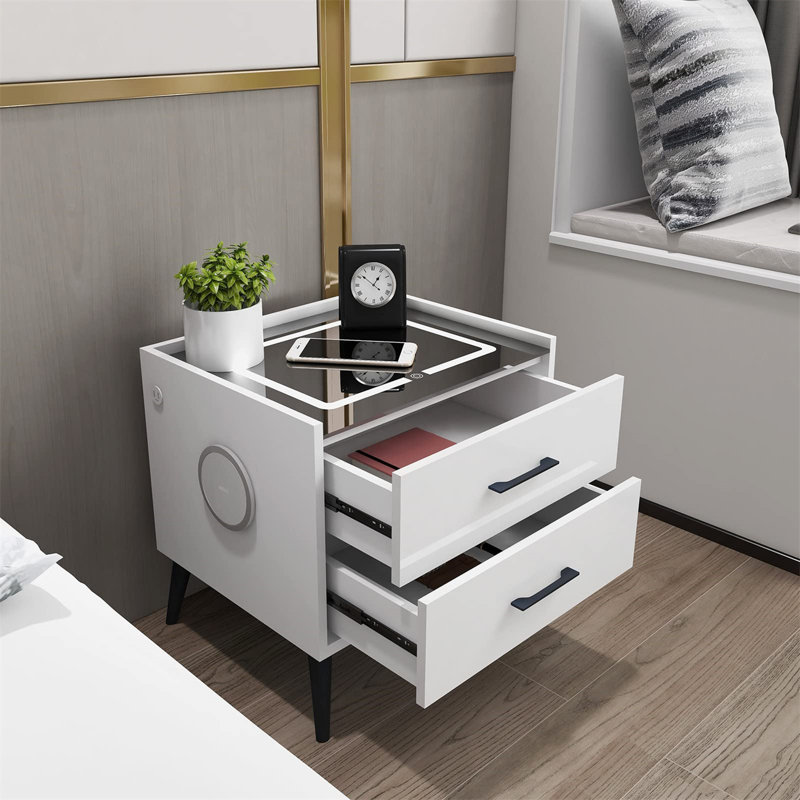 Ivy Bronx Chadsity Smart Bedside Table with Wireless Charging Station ...