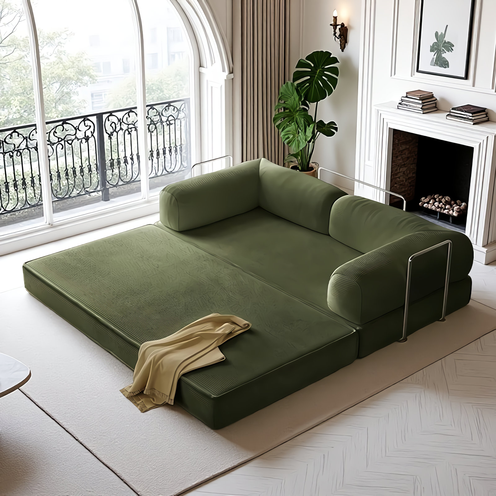 Mercer41 Simple Green Corduroy Foam Compression Sectionals - Wayfair Canada