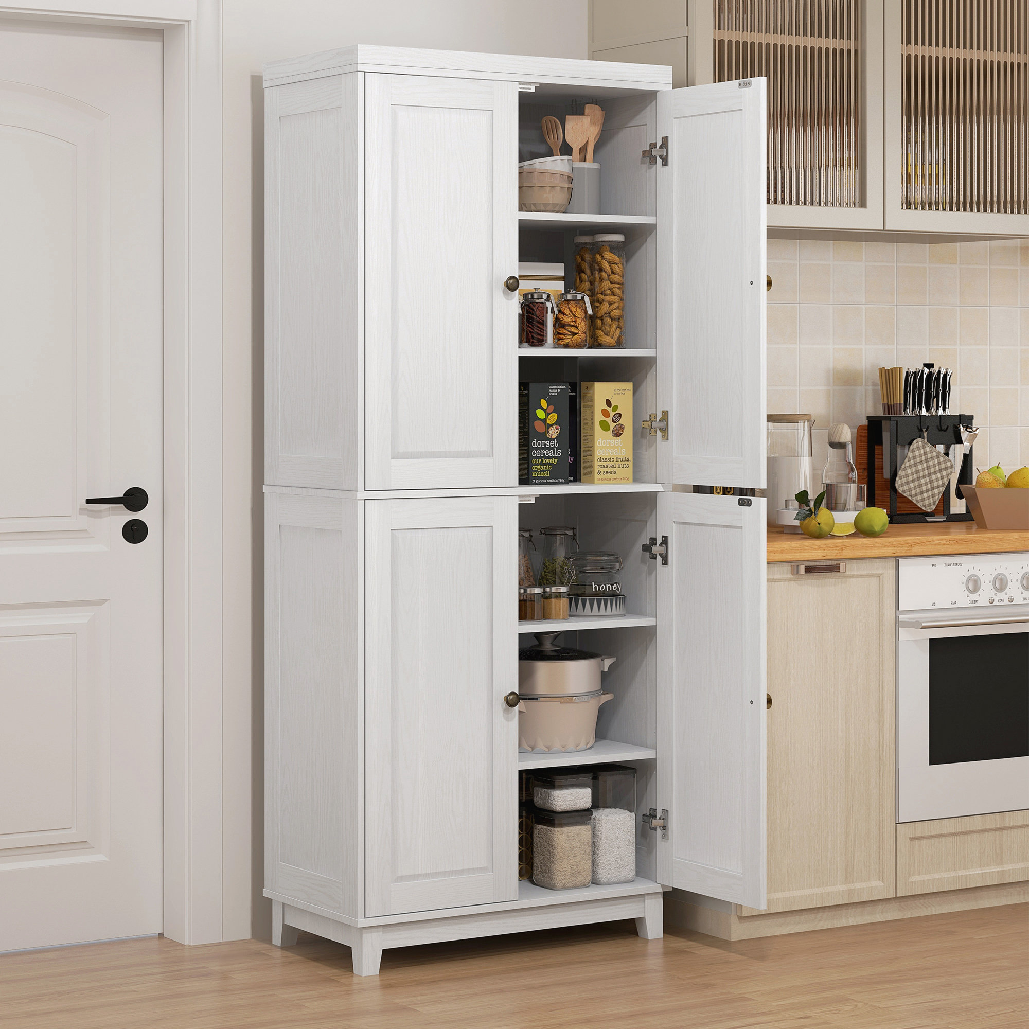 Dakota Fields Versatile Tall Kitchen Pantry Storage Cabinet for ...