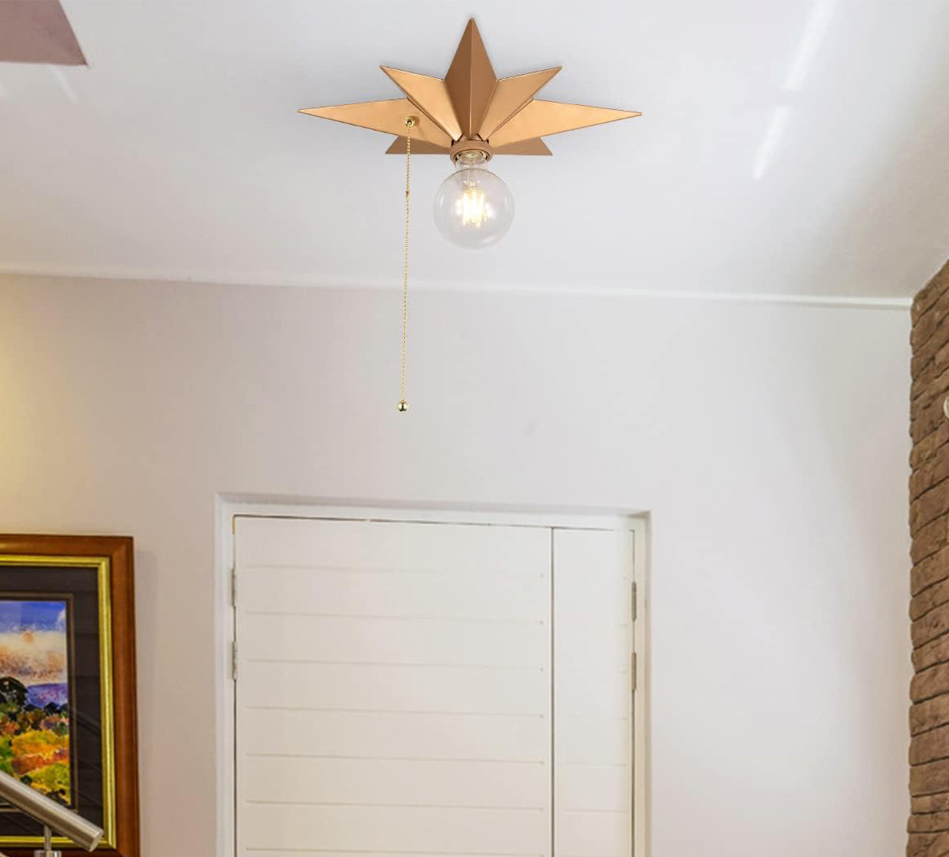 VIDVIG 16-inch Flush Ceiling Light with Pull Chain On/Off Switch ...