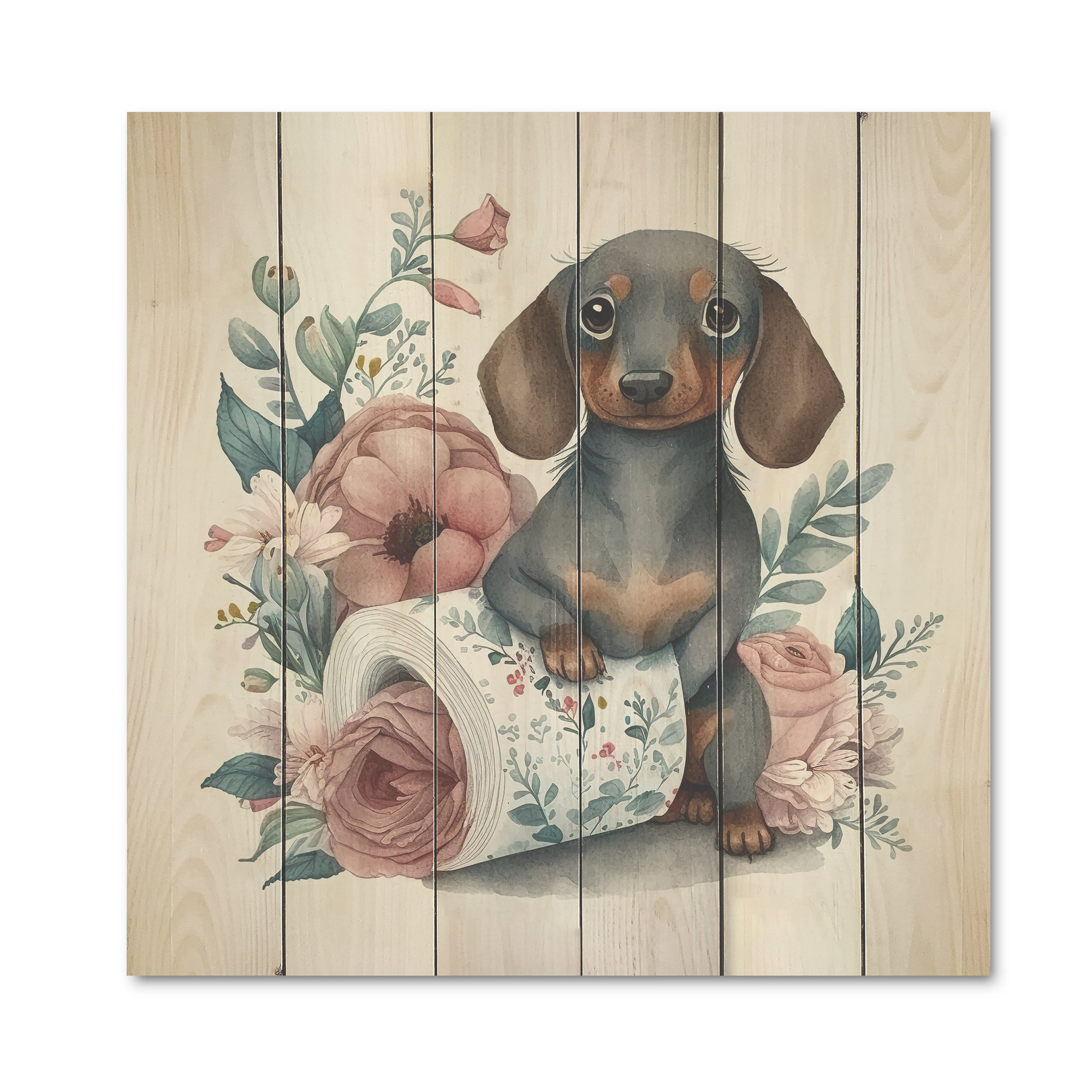 Red Barrel Studio® Dog Building A Tower of Toilet Paper with Flowers ...