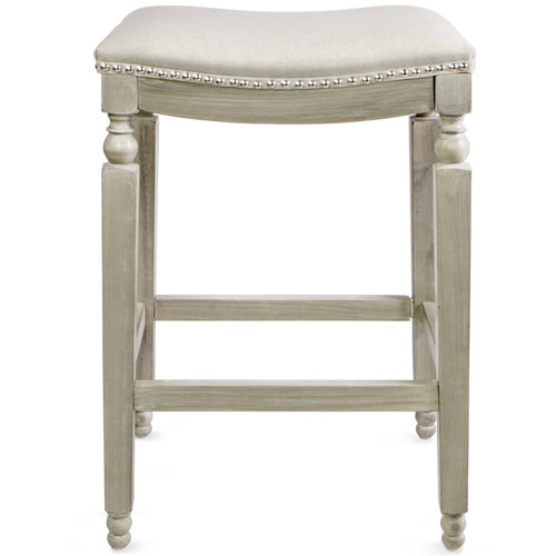 Ophelia & Co. Lindsey Wood Outdoor Stool with Cushion | Wayfair