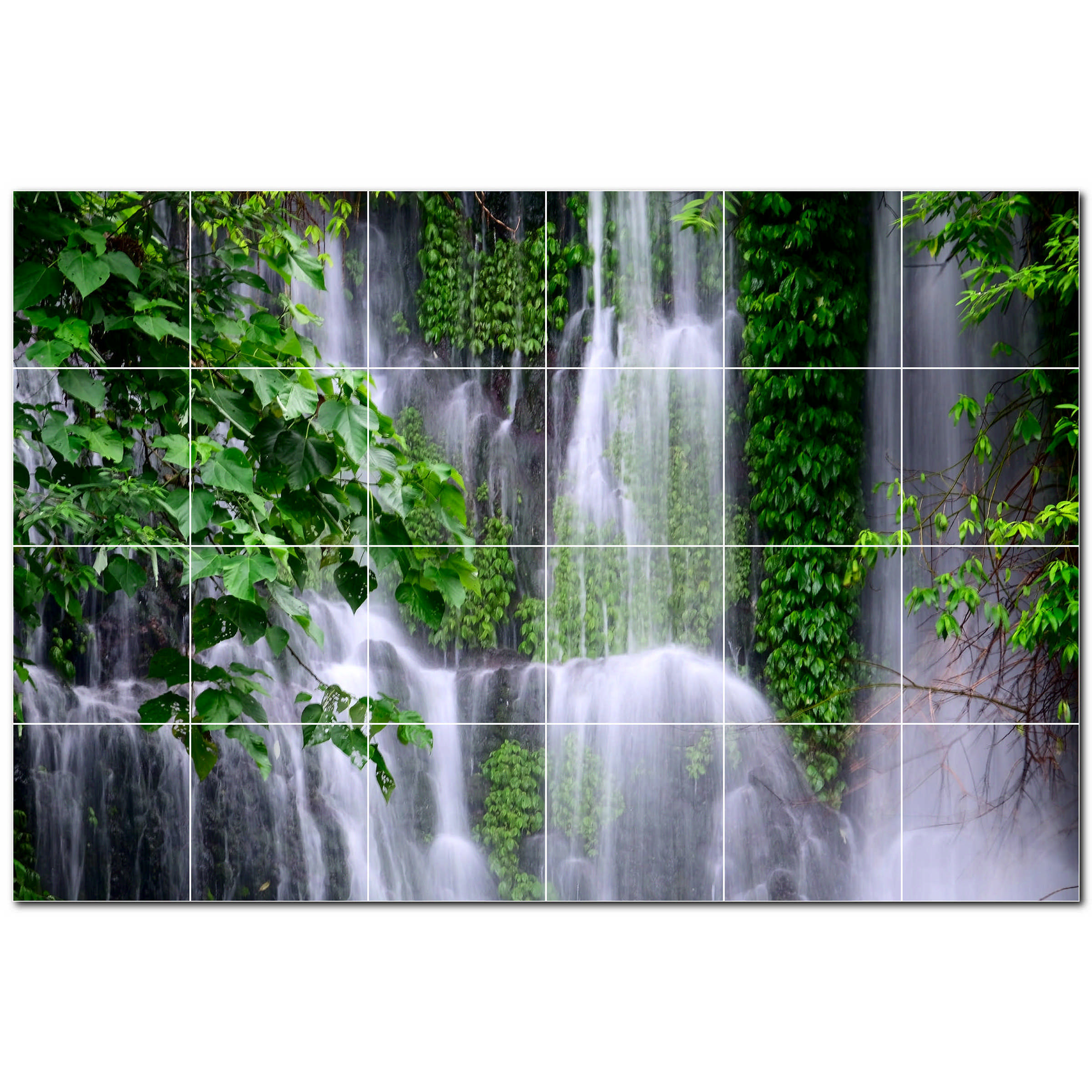 Picture-Tiles.com 72" x 48" Ceramic Waterfalls Photo Decorative Mural ...