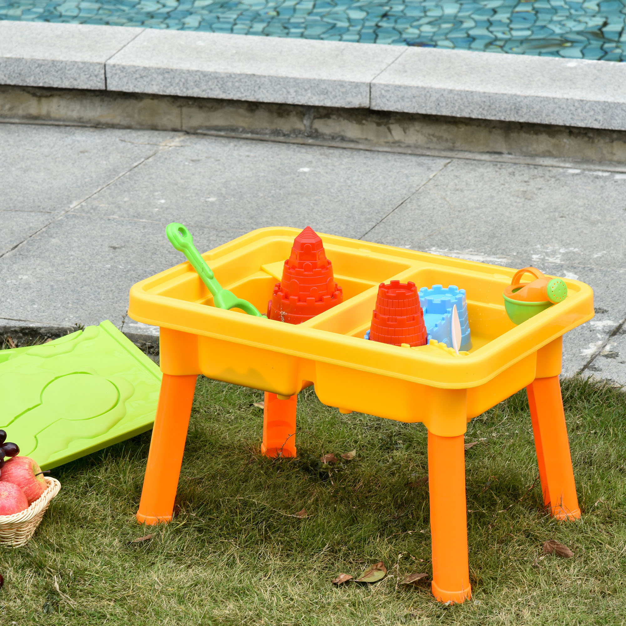 Qaba 23.25" x 14.5" Plastic Rectangular Sand And Water Table with Cover ...