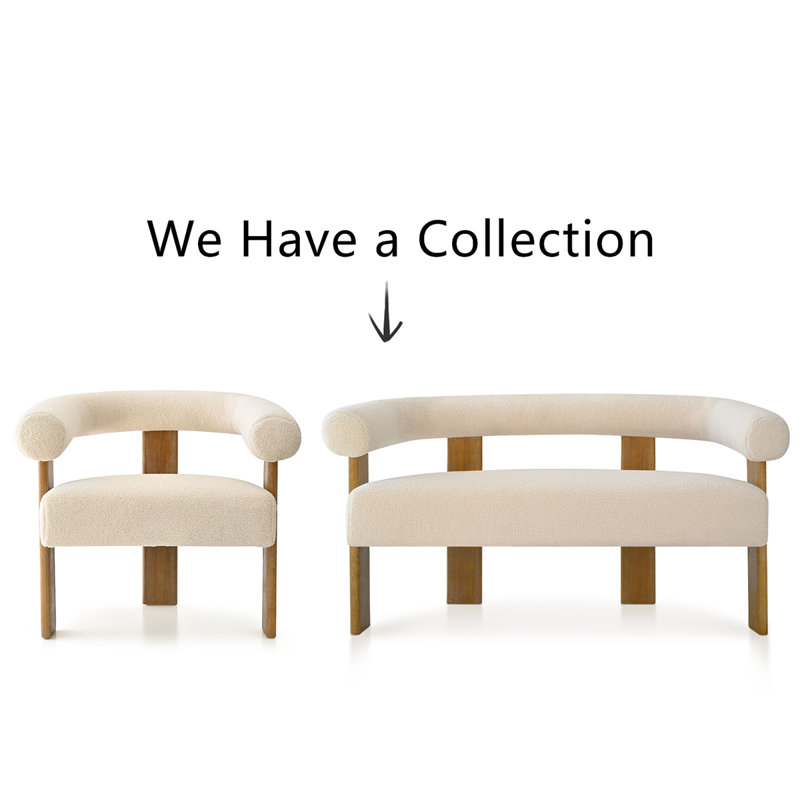 Ebern Designs Petruna 54'' Upholstered Solid Wood Round Armrest ...