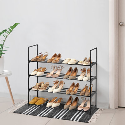 17 Stories 5 Tier 18 Pair Shoe Rack With Storage Box and Hooks ...