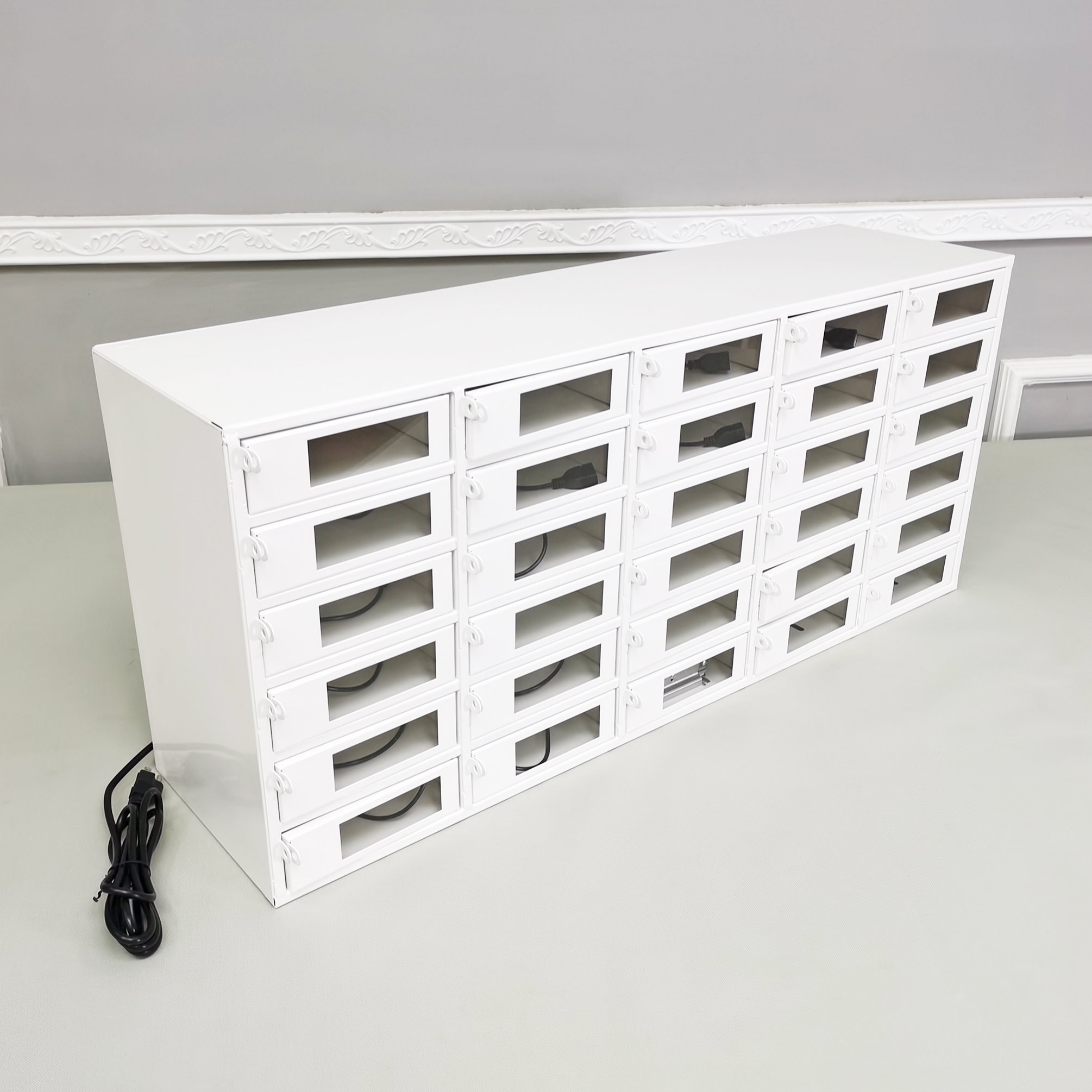FixtureDisplays 30-Slot Cell Phone Storage Station Lockers Clear Window ...