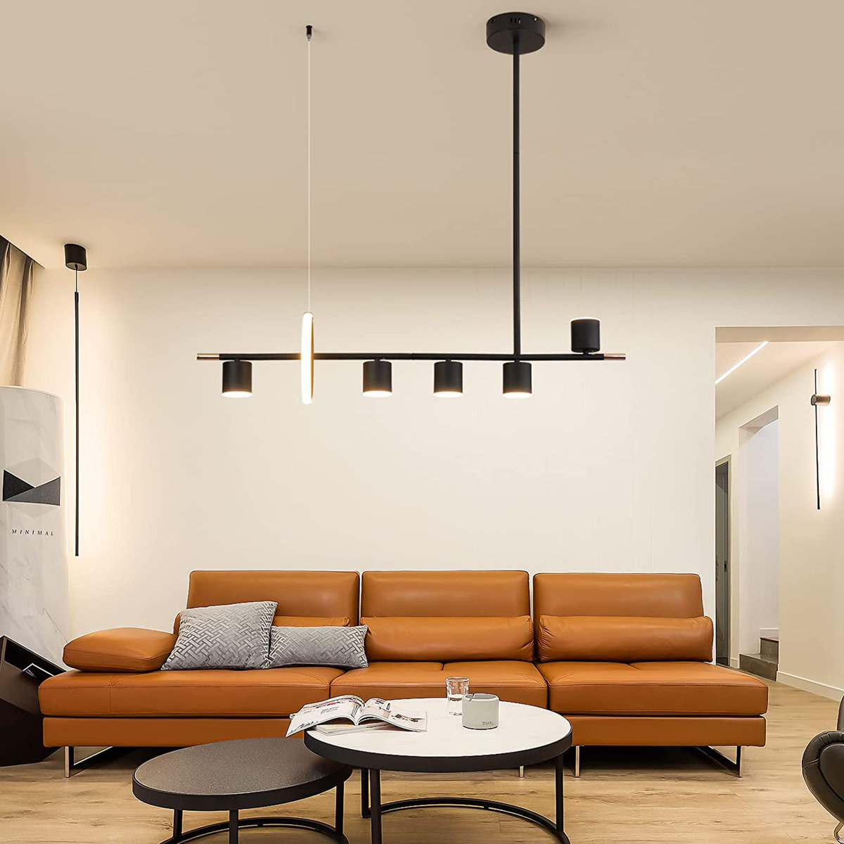 Orren Ellis Luminaire suspendu linéaire à DEL 6 lumières Tyreik Modern ...