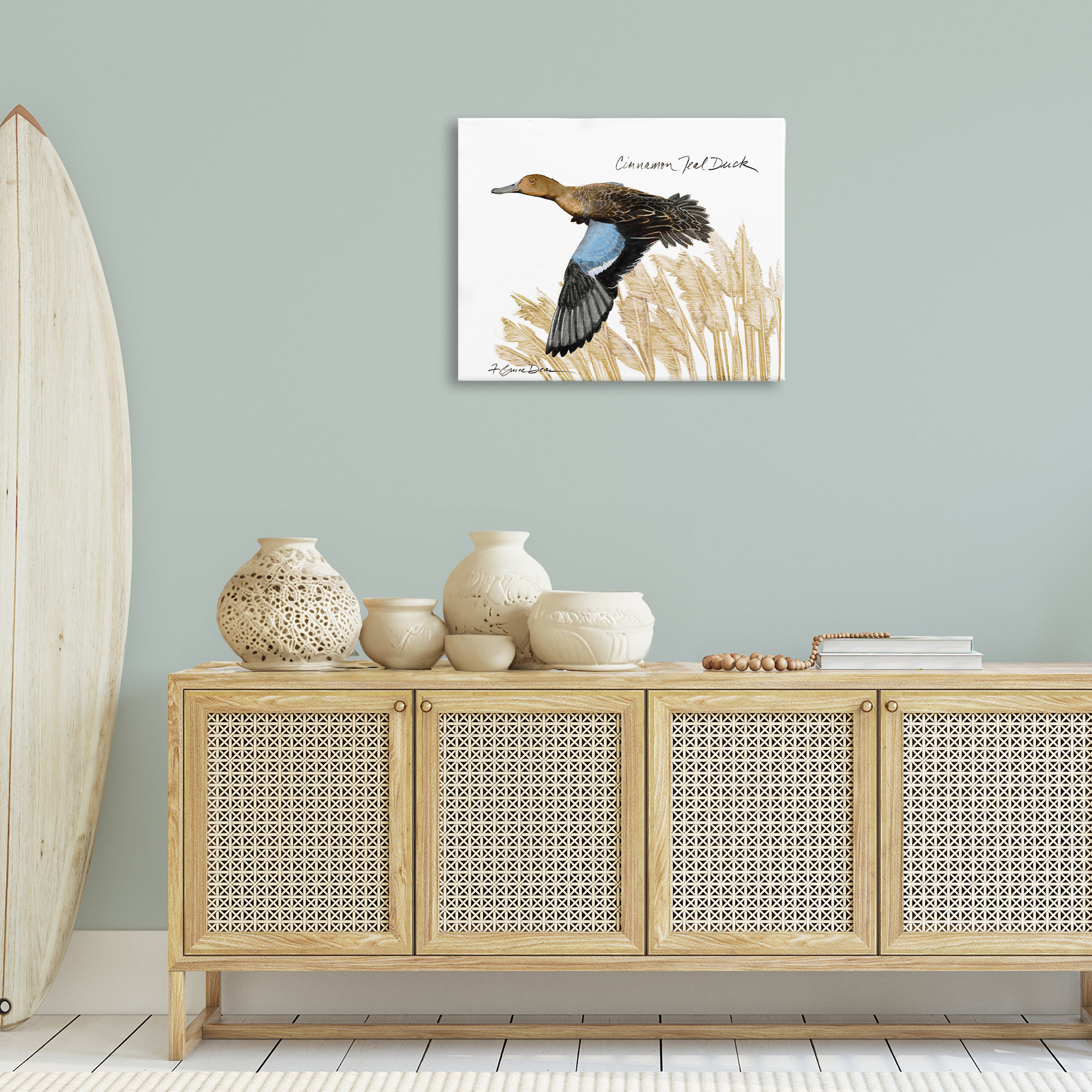 August Grove® Cinnamon Teal Duck Flying Canvas Wall Art by Jadei ...