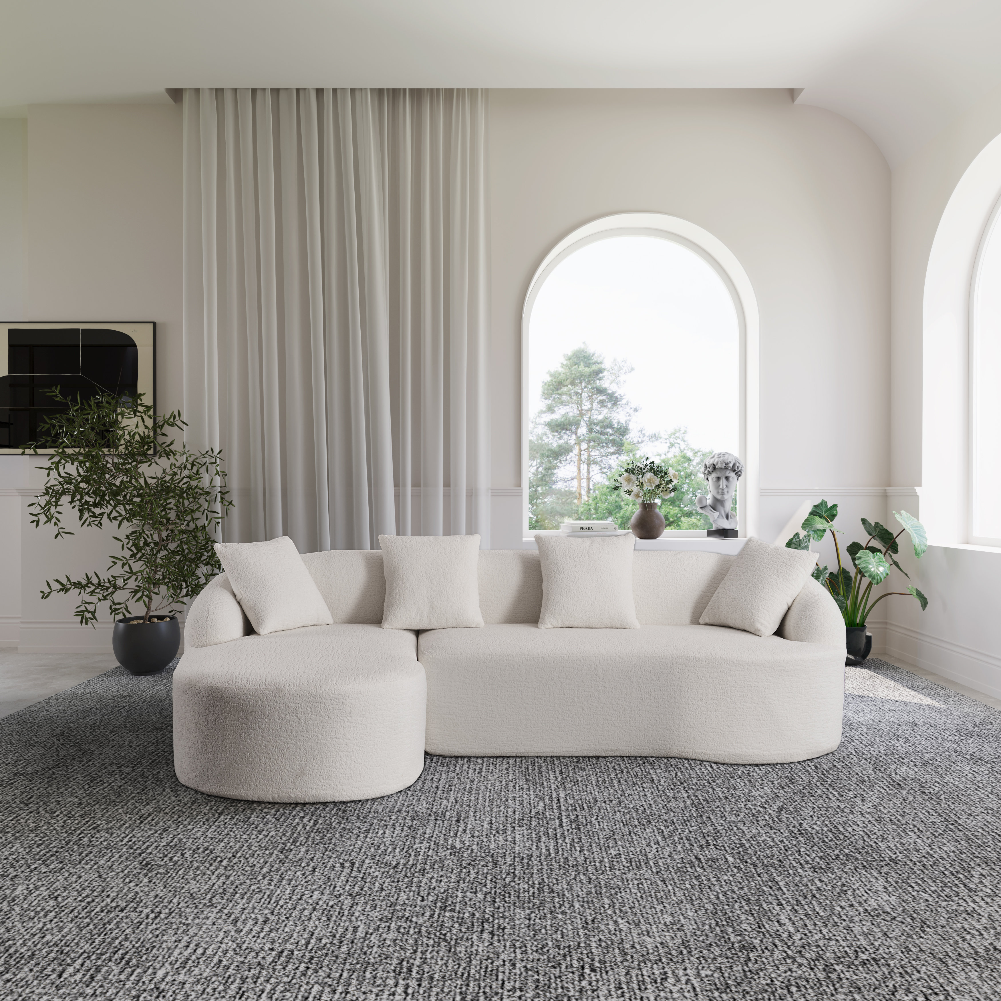 Wrought Studio™ 2-piece L-shaped Sectional Sofa With Curved Design And ...