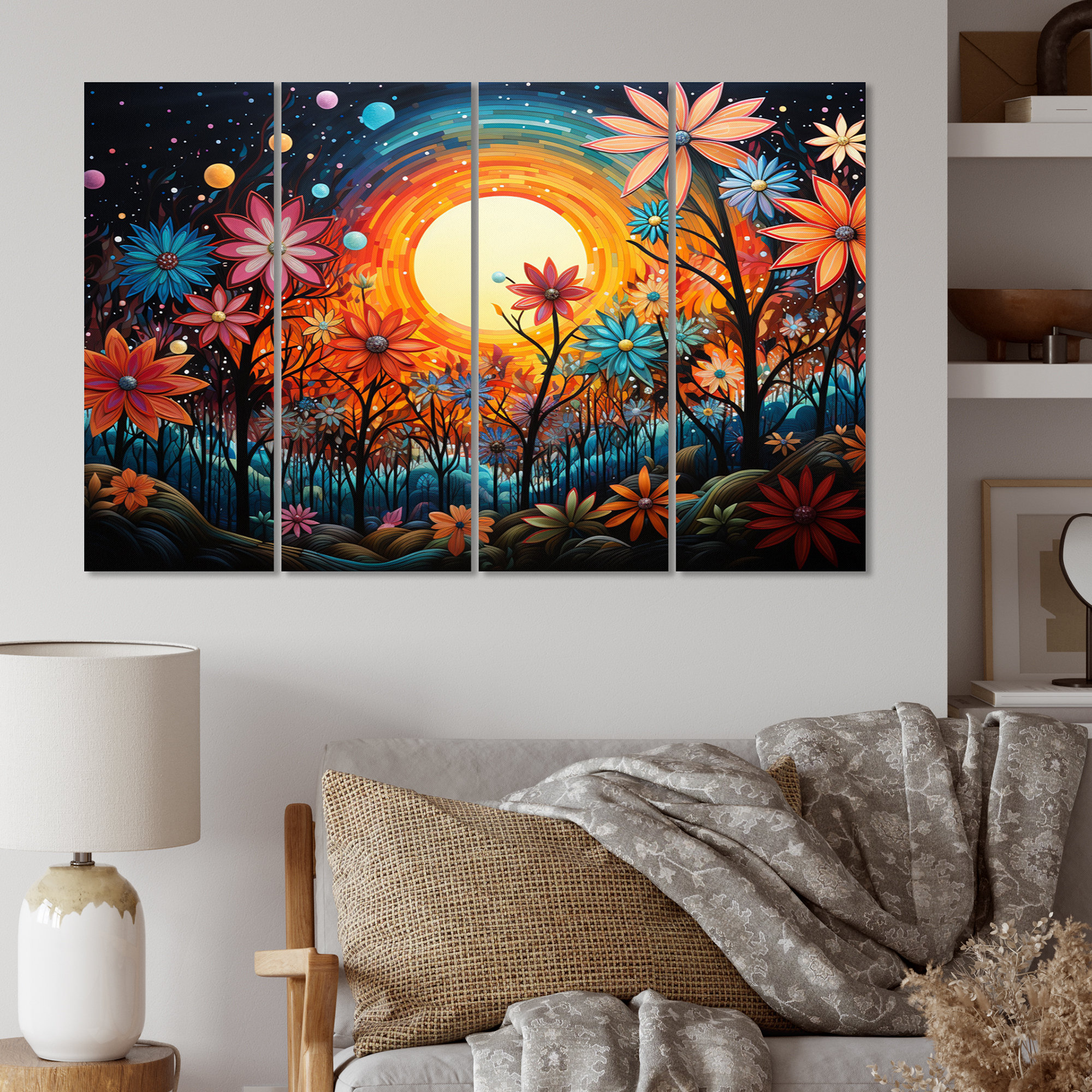 Millwood Pines Palm Trees Palm Dot Collage - Palm Trees Wall Decor - 4 ...