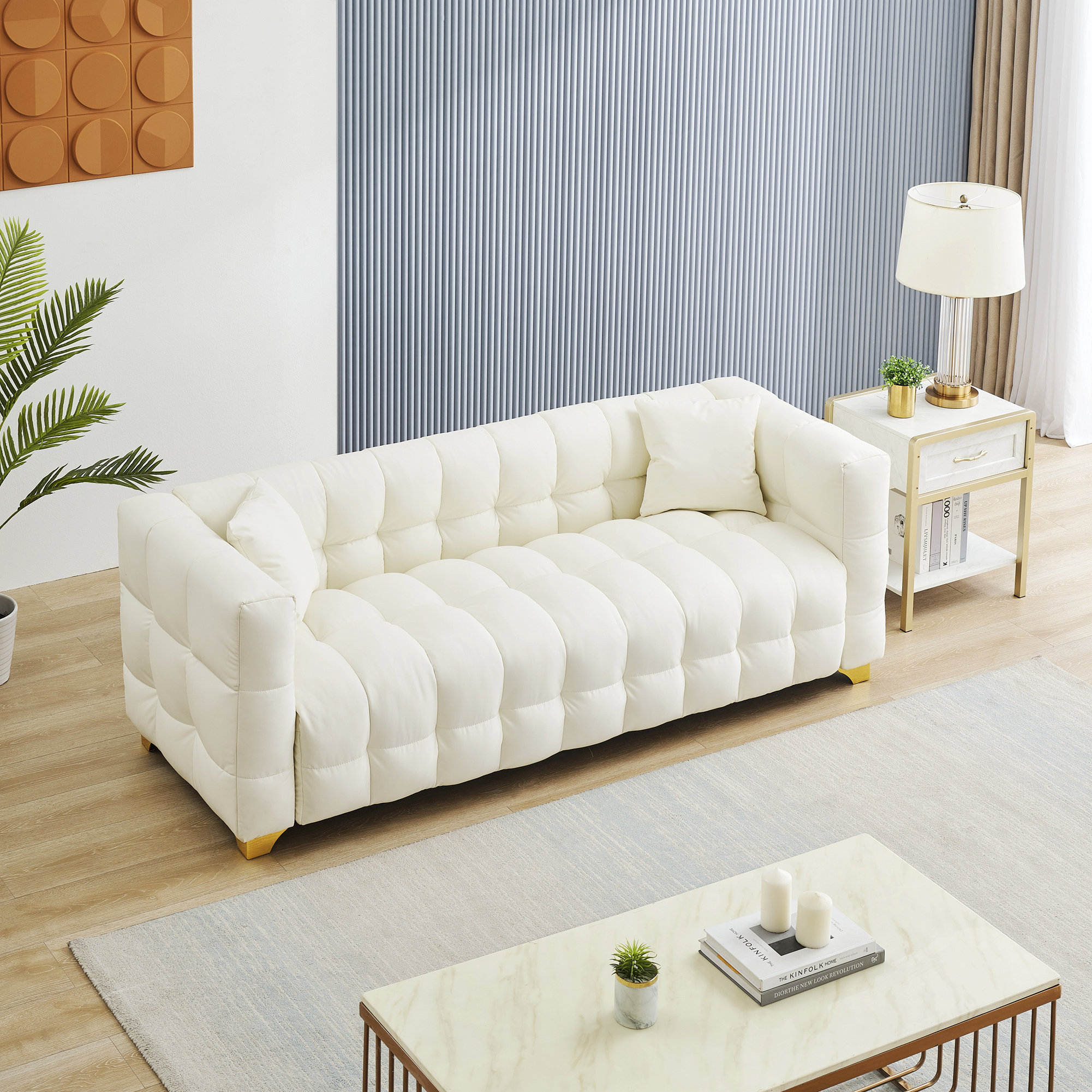 Everly Quinn Indoor Sofa, 3-Seat Sofa, Upholstered Couch, Modern Style ...