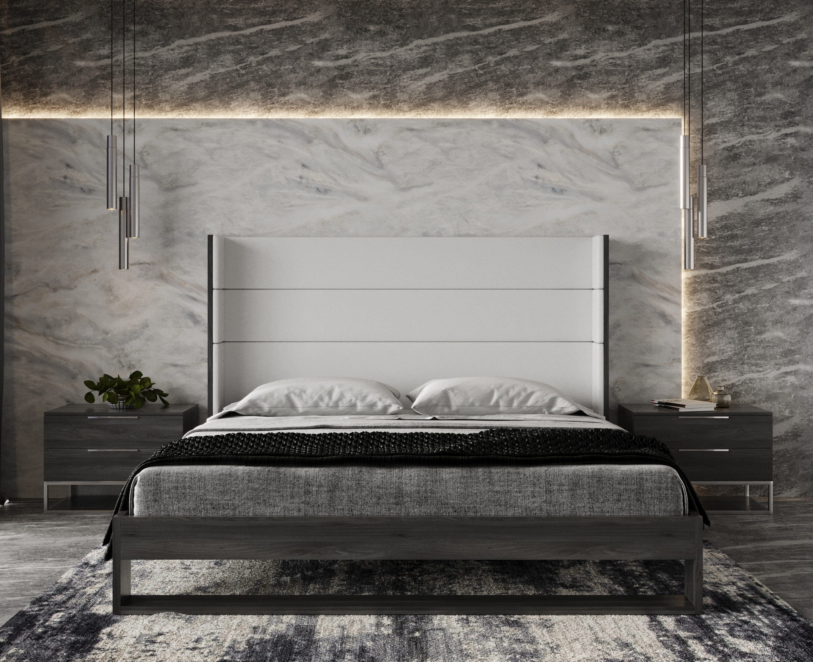 Ebern Designs Laurieanne White/Grey Platform Bed | Wayfair