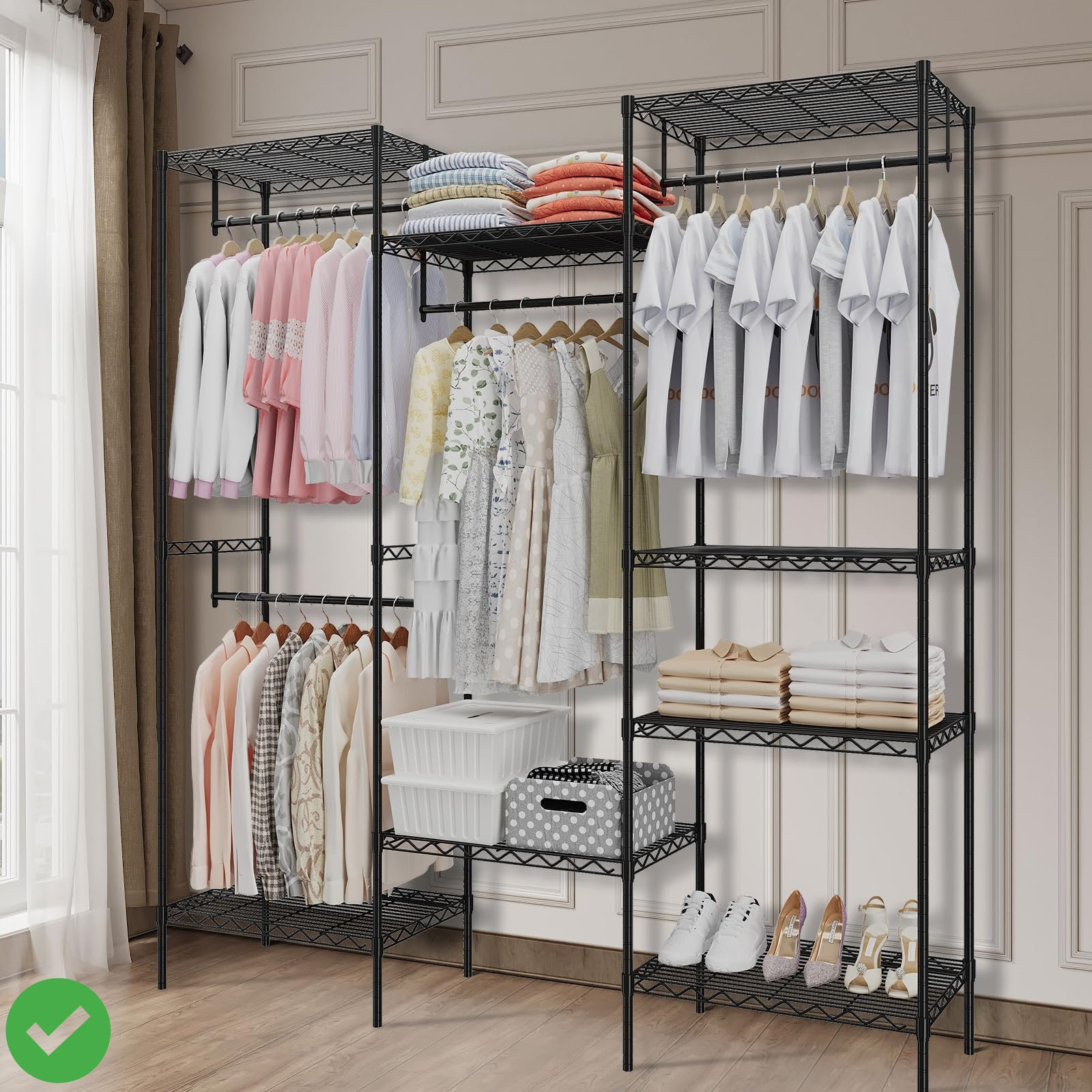Rebrilliant Portable Heavy Duty Clothes Rack Freestanding Closet ...