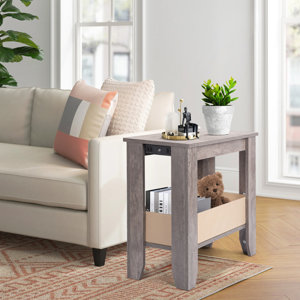 Winston Porter Starleen End Table with USB&Outlets, Nightstand with LED ...