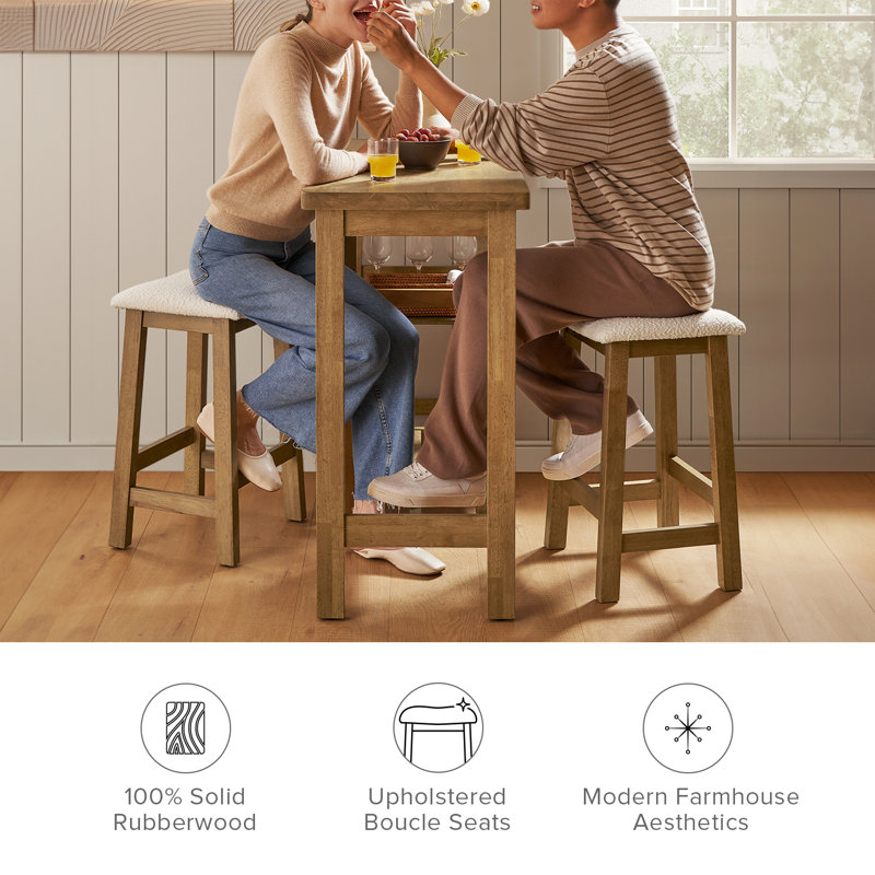 Red Barrel Studio® Wasima 3 - Piece Rubberwood Dining Set | Wayfair