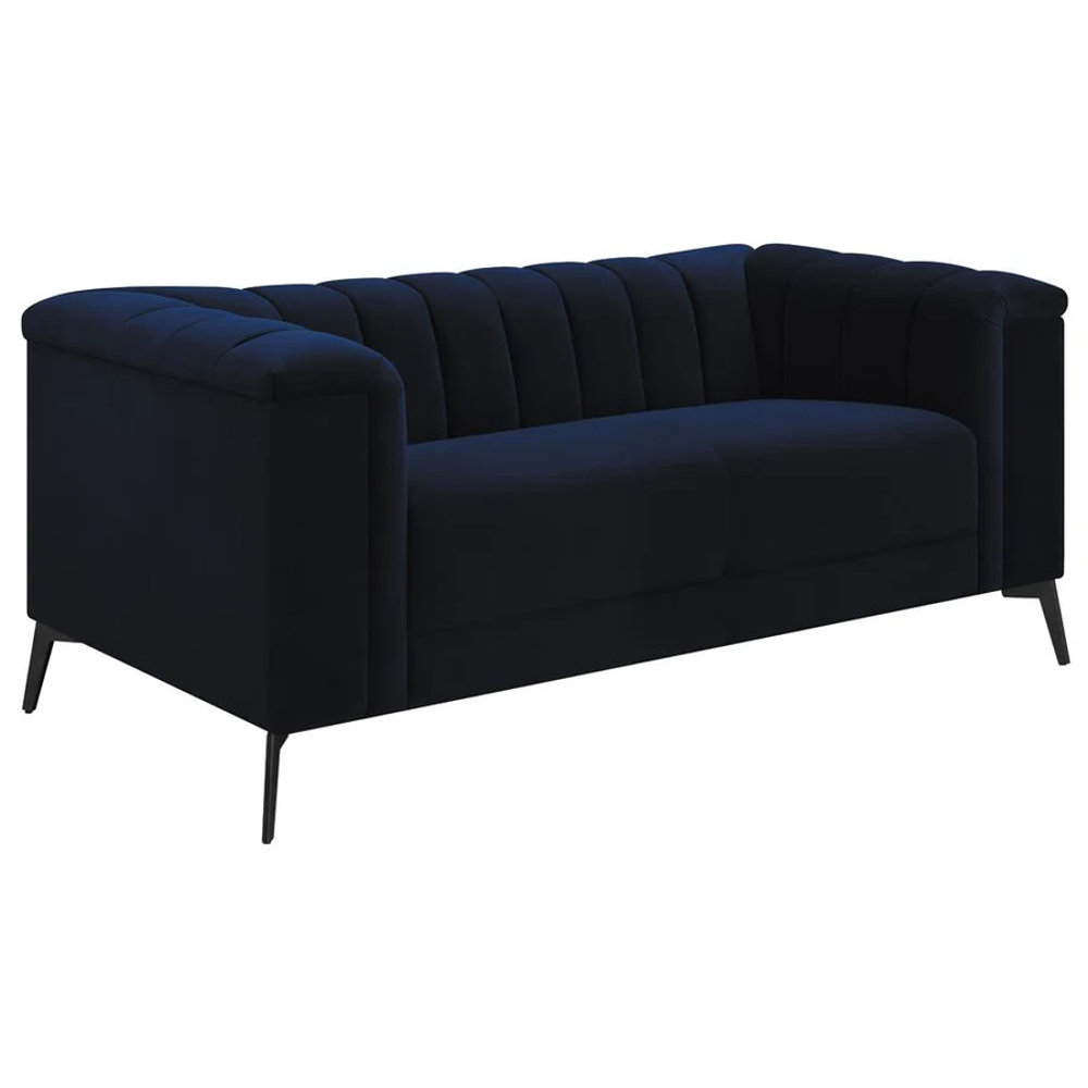 Everly Quinn Chalet Tuxedo Arm Loveseat Blue | Wayfair