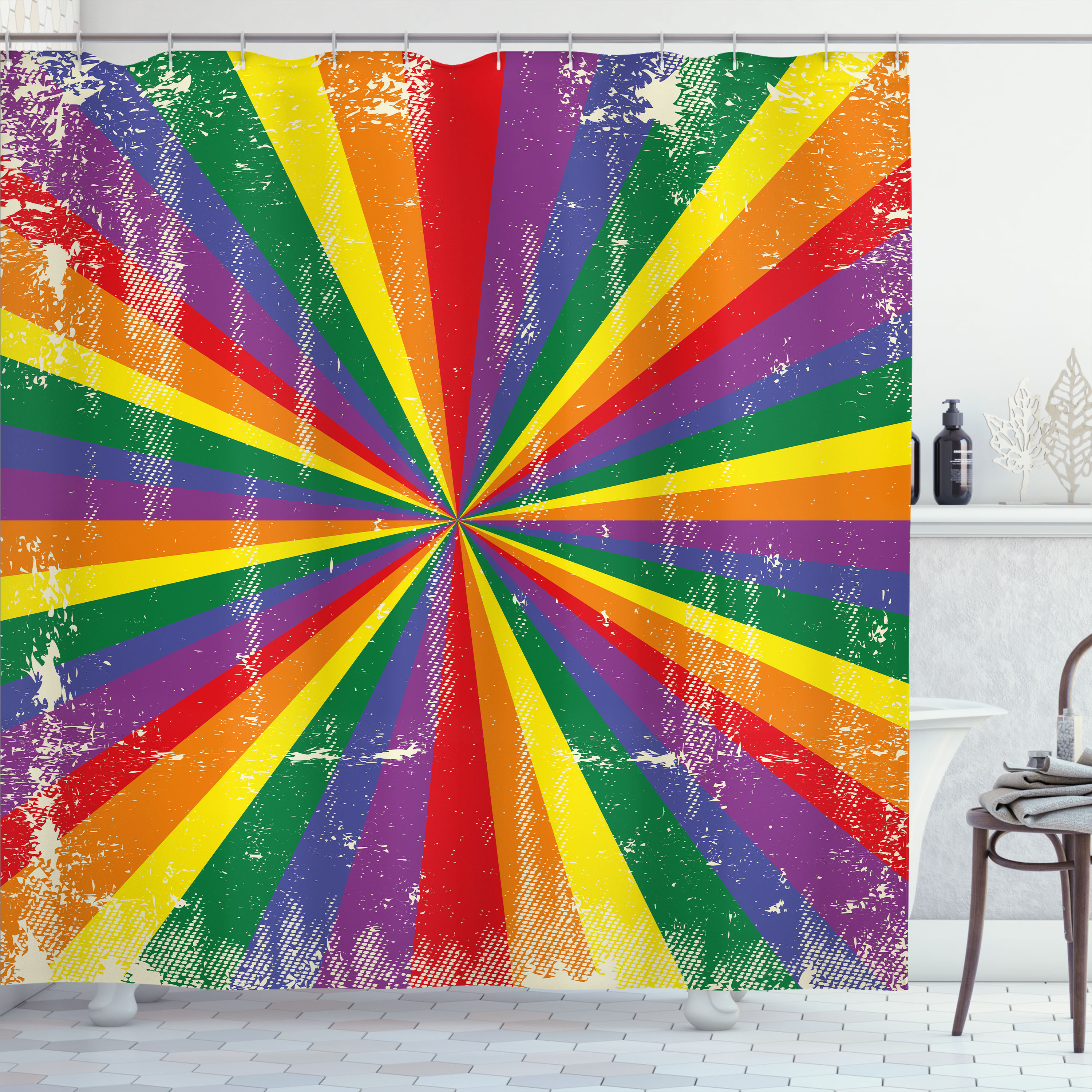 East Urban Home Pride Shower Curtain Vintage Radial Scratched 33676 ...