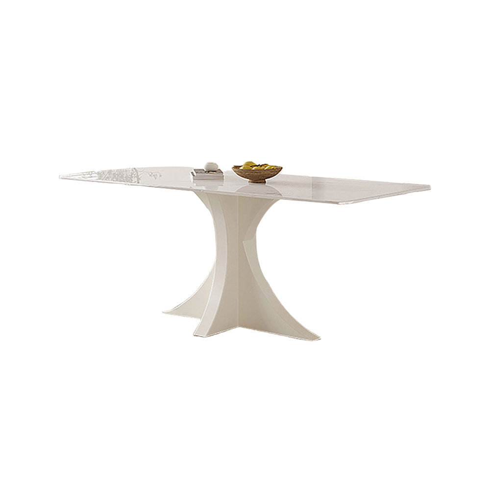 Open Edge Sports 55.12" White Rectangular Stone+Carbon steel Dining ...