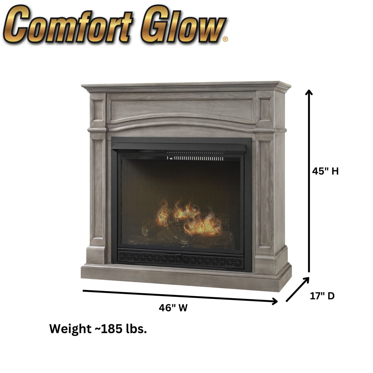 Comfort Glow Dual Fuel Ventless Gas Fireplace with Remote and Mantle ...