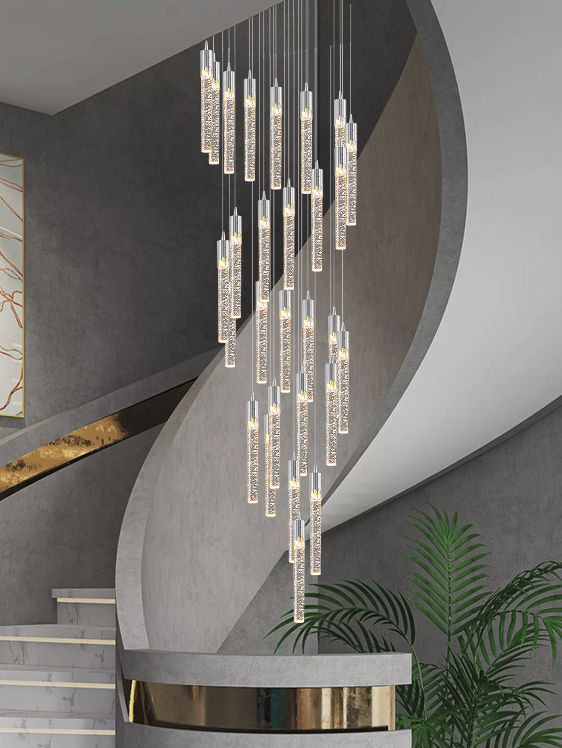 Orren Ellis Addiley 12ft Large Dimmable Chandelier High Ceilings 28 ...