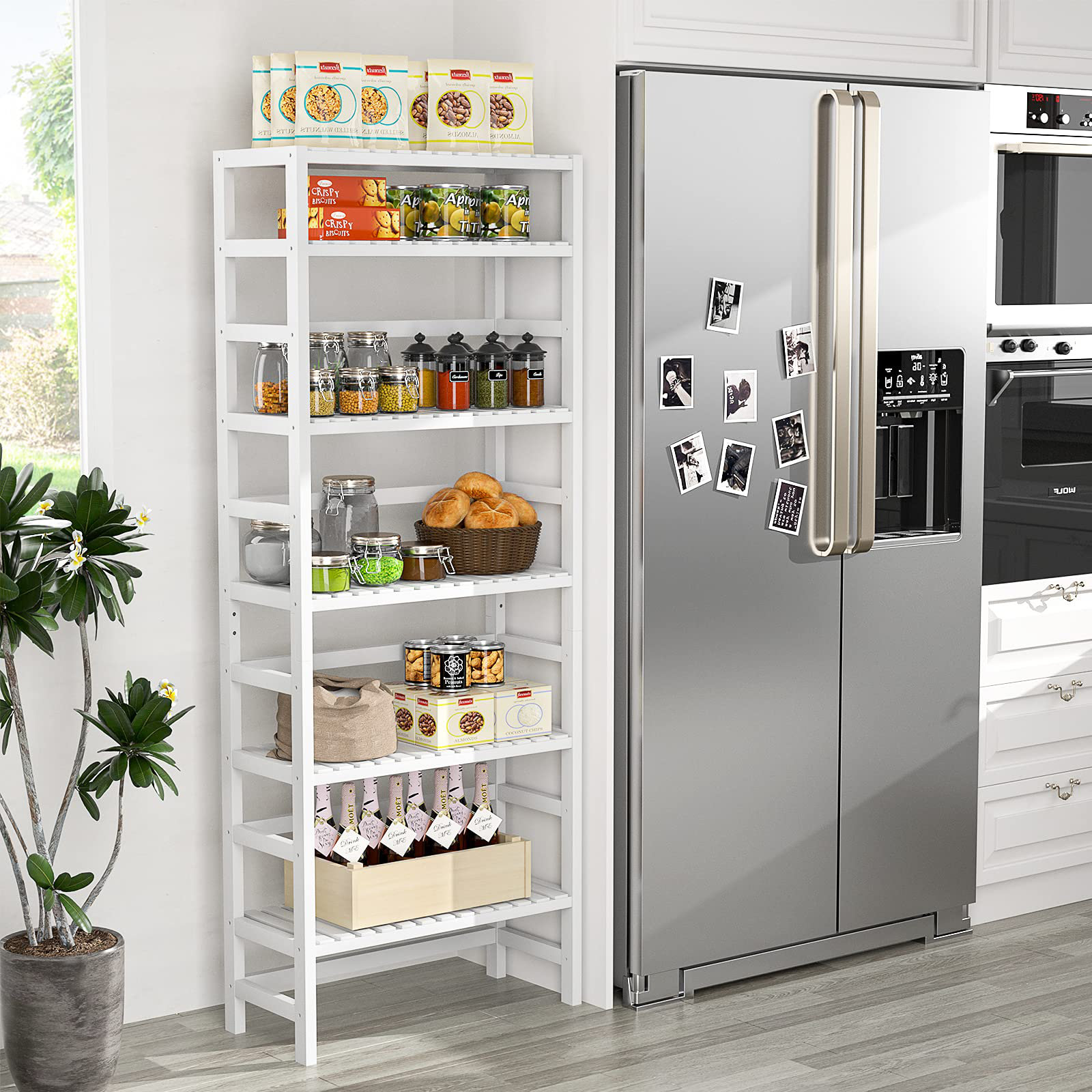 Latitude Run® 6-Tier Bamboo Bookshelf And Bookcase, Adjustable 63.4 ...