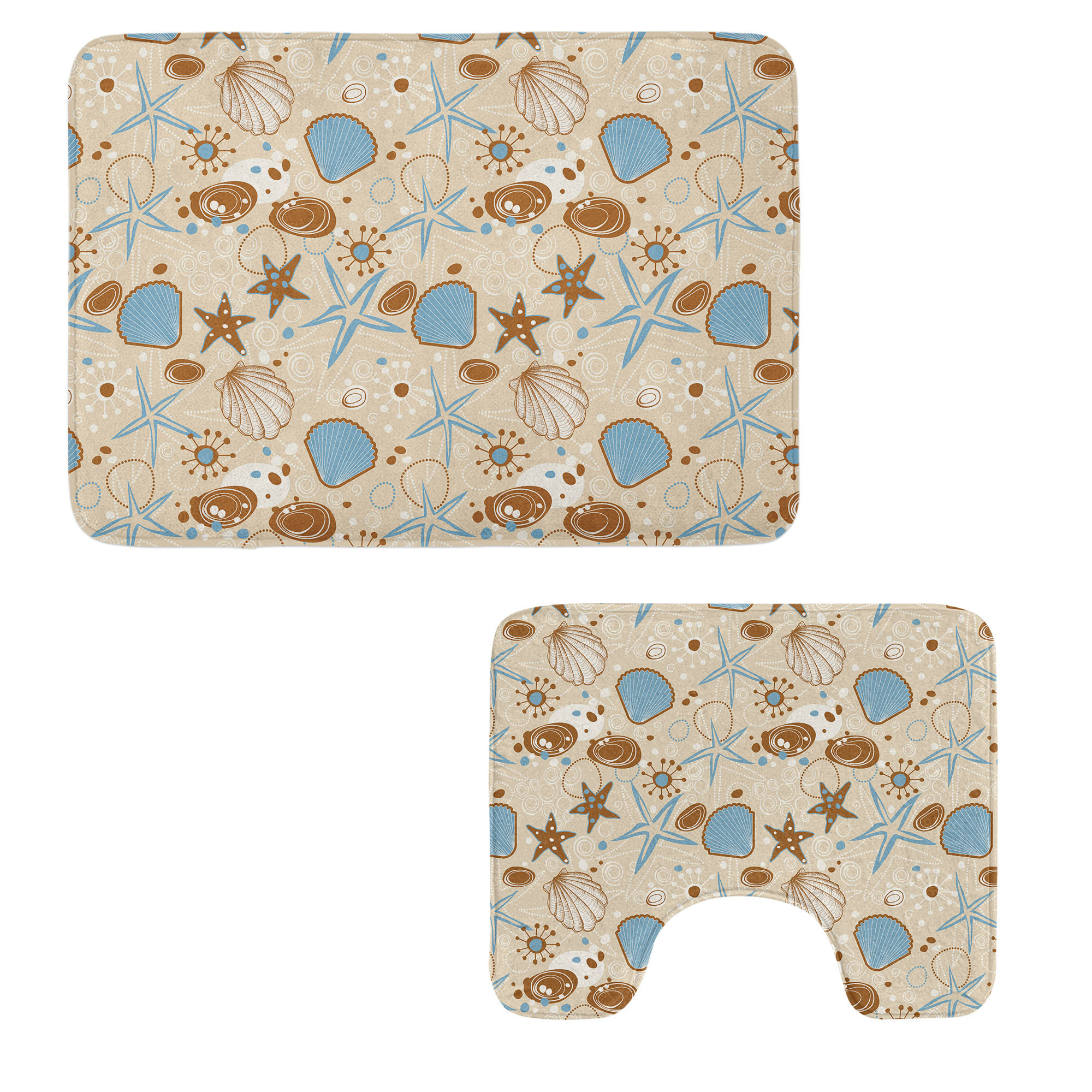 East Urban Home Seashells Bathroom Rug Set 2 Pieces Rectangle & Contour ...