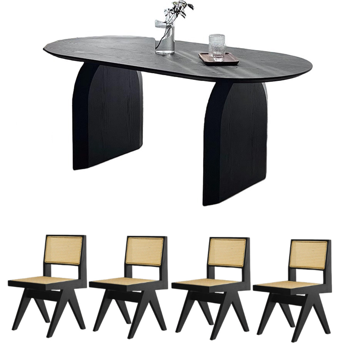 MRzenghong Minimalist Black Ash Elliptical Dining Table | Wayfair