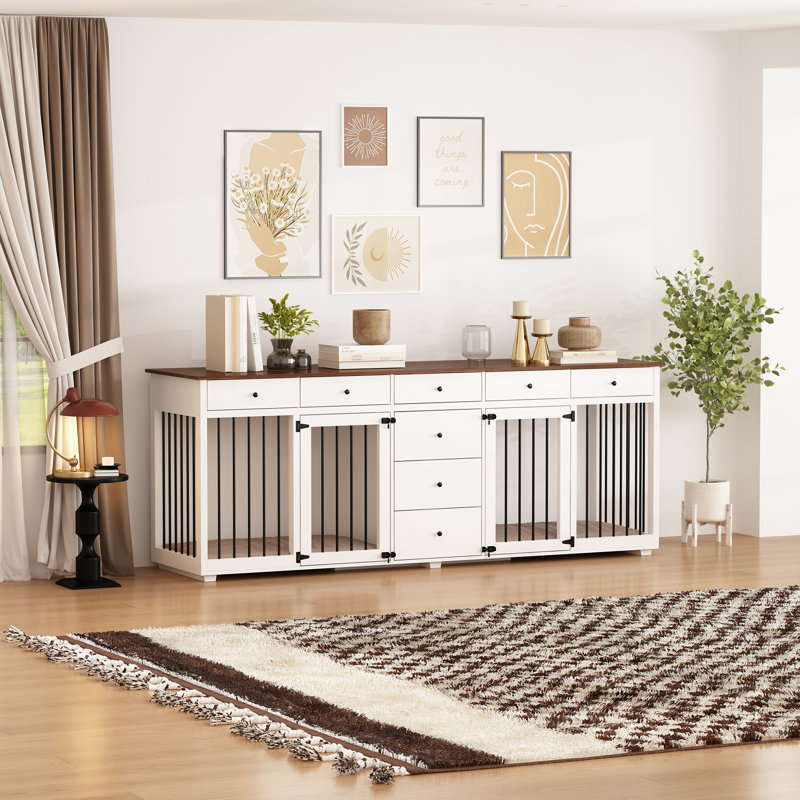 Tucker Murphy Pet™ Large Dog Crate Furniture With 8 Drawers & Reviews ...