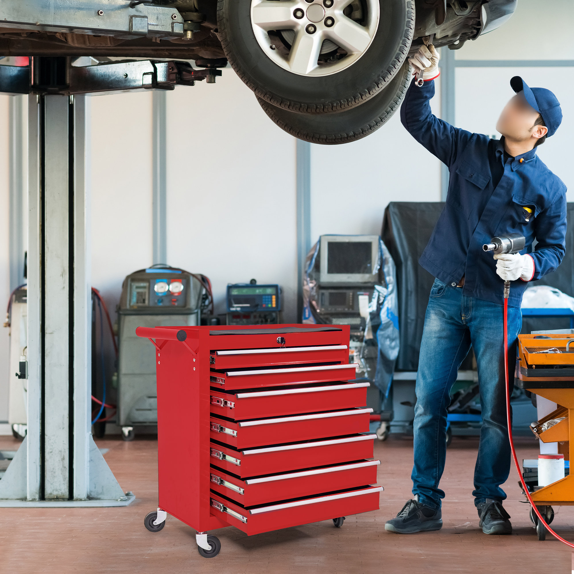 17 Stories 7 Drawer And 6 Drawer Rolling Tool Box, Portable Storage ...