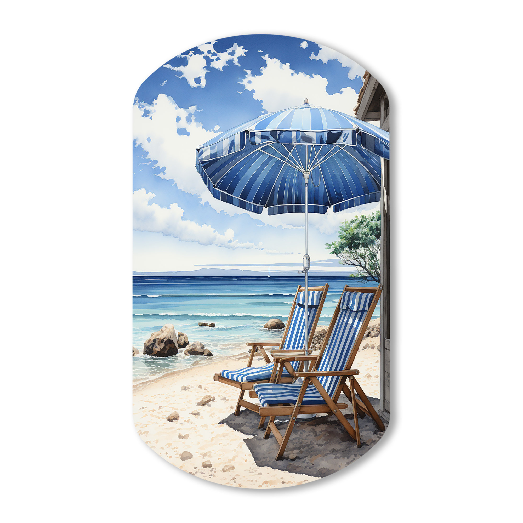 Design Art Beach Sandy Escape Pointillism I - Coastal Beach Cylinder Shape Metal Wall Sculpture ...