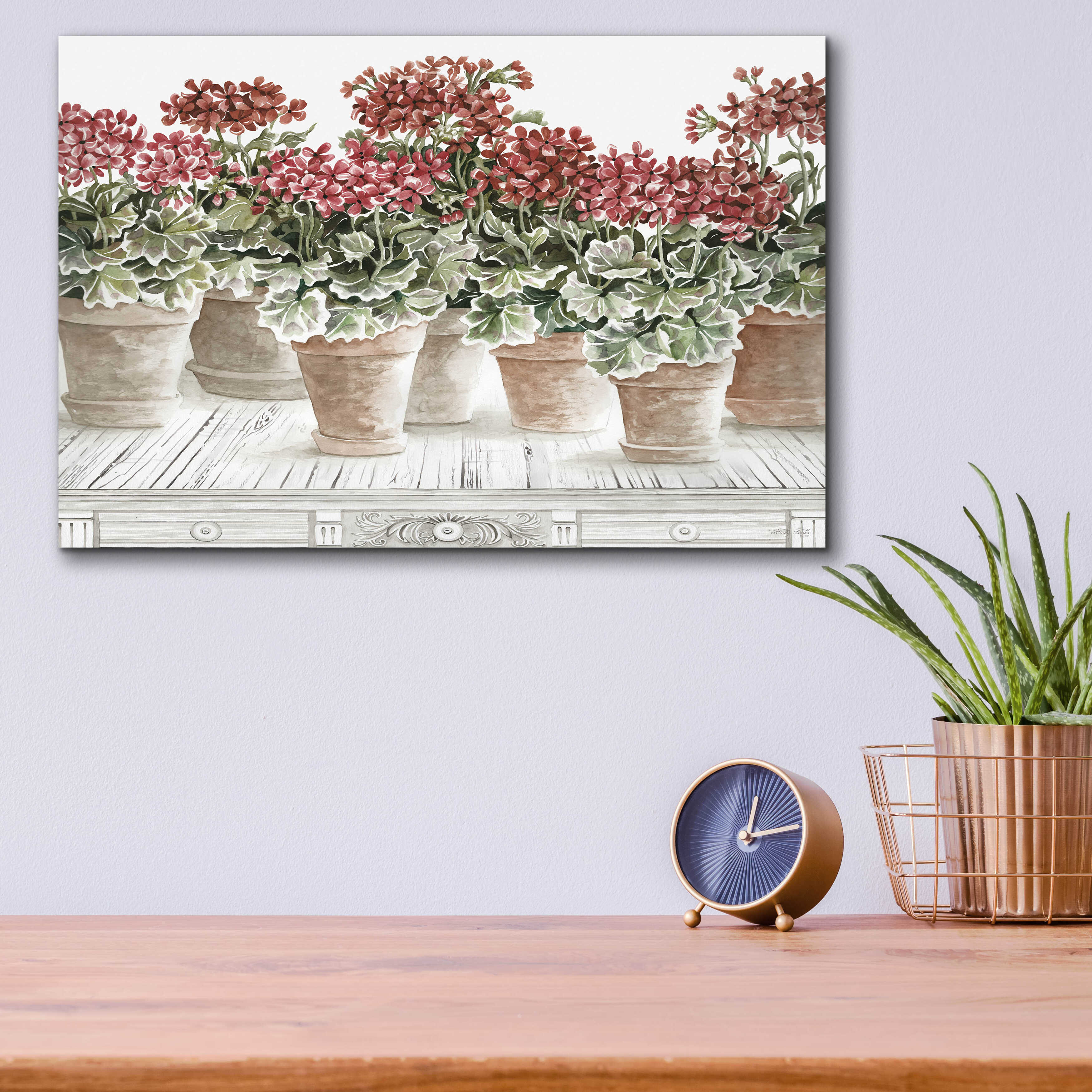 August Grove® Potted Geranium Mix III by - Unframed Graphic Art | Wayfair