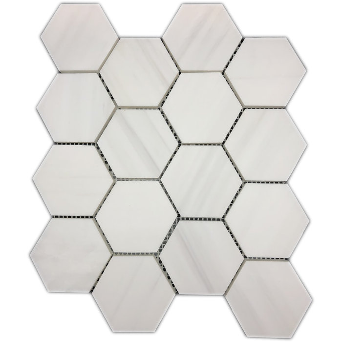 SB TILE AND STONE 3"x3" Bianco Dolomite Honeycomb | Wayfair