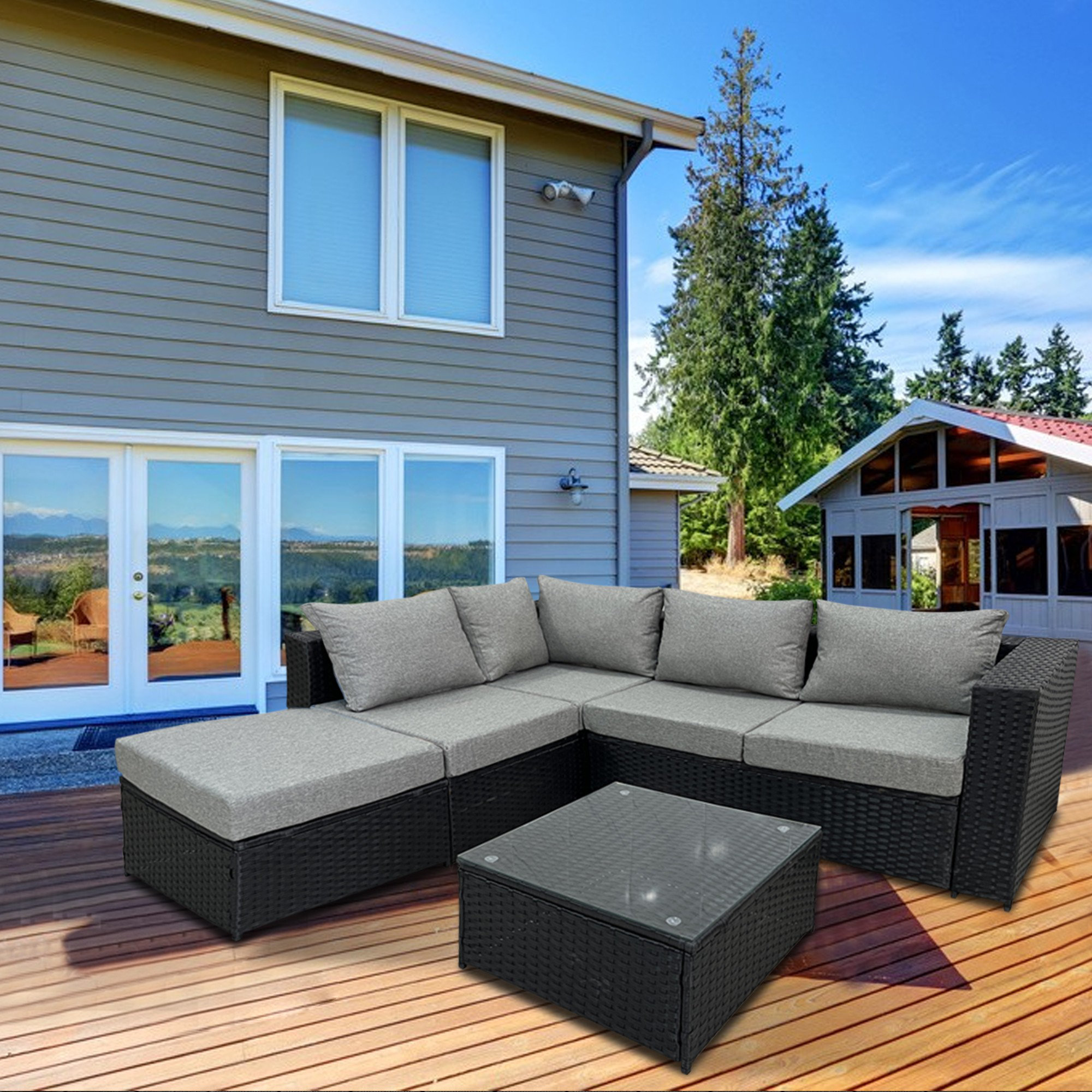 Ebern Designs Sighmund 5 - Person Outdoor Seating Group with Cushions ...