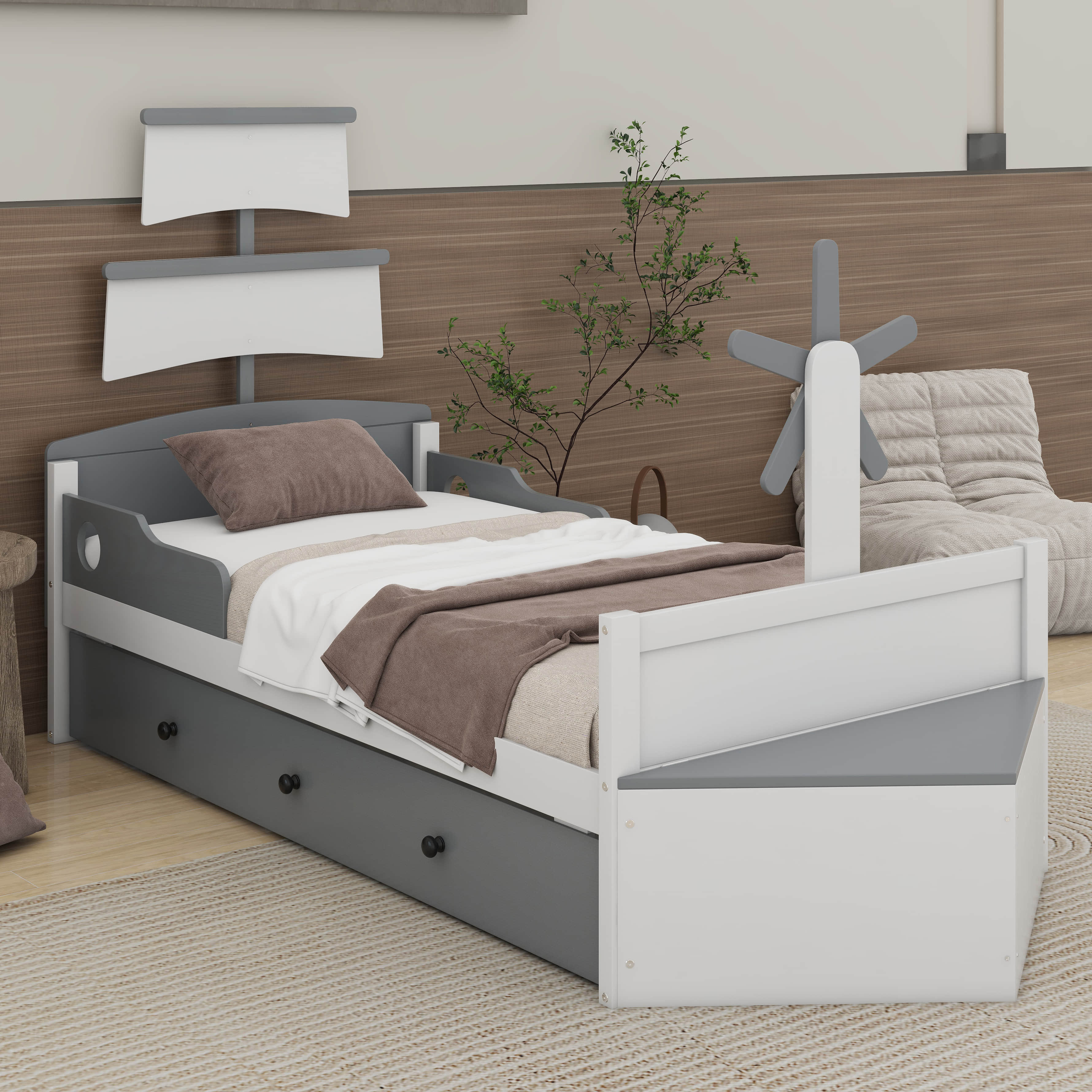 Longshore Tides Ayanle Twin Size Boat-Shaped Platform Bed | Wayfair