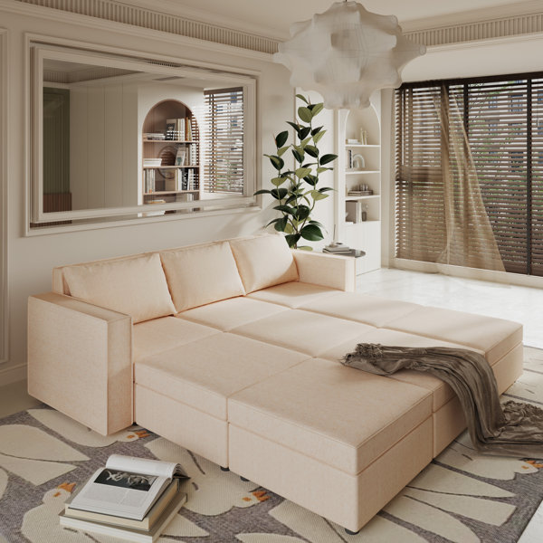 Ebern Designs Weimer 9 Piece Upholstered Modular Sectional Sofa With ...