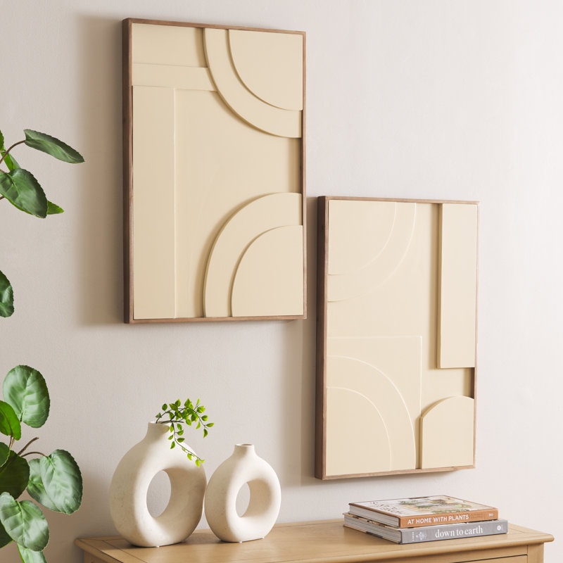 Orren Ellis Modern Geometry Framed Dimensional Wall Art | Wayfair