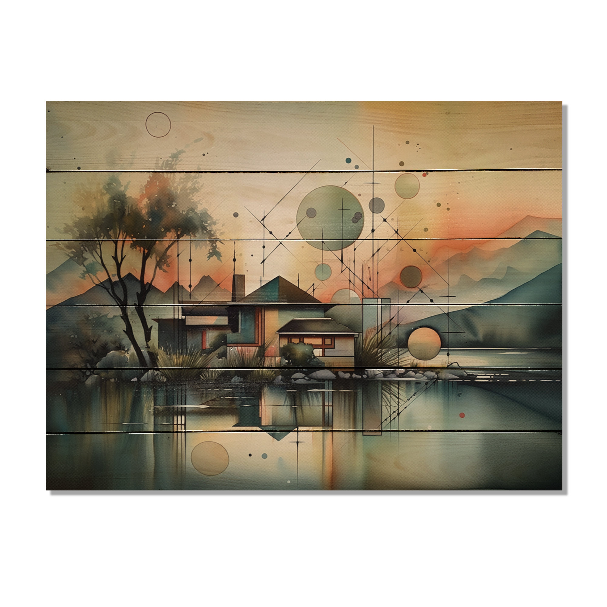 Red Barrel Studio® Boylon " Sunset Abstract House By The Water II ...