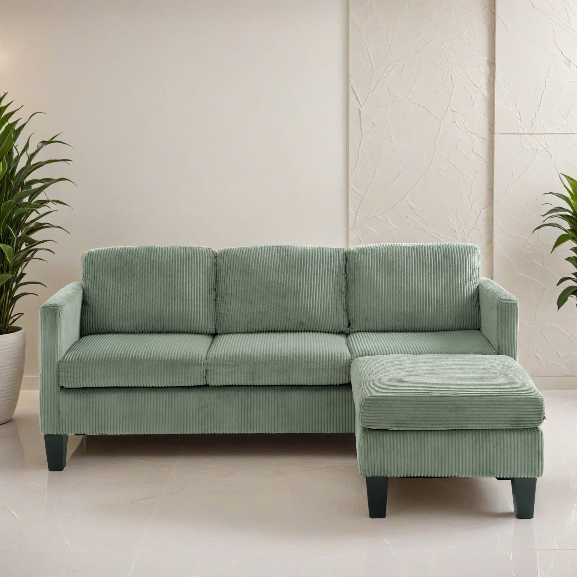 Mercer41 88.17" Upholstered Reversible Sectional Sofa Couch with ...