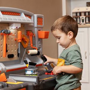 Step2 Big Builders Pro Plastic Indoor Preschool Workbench and Tool Set ...