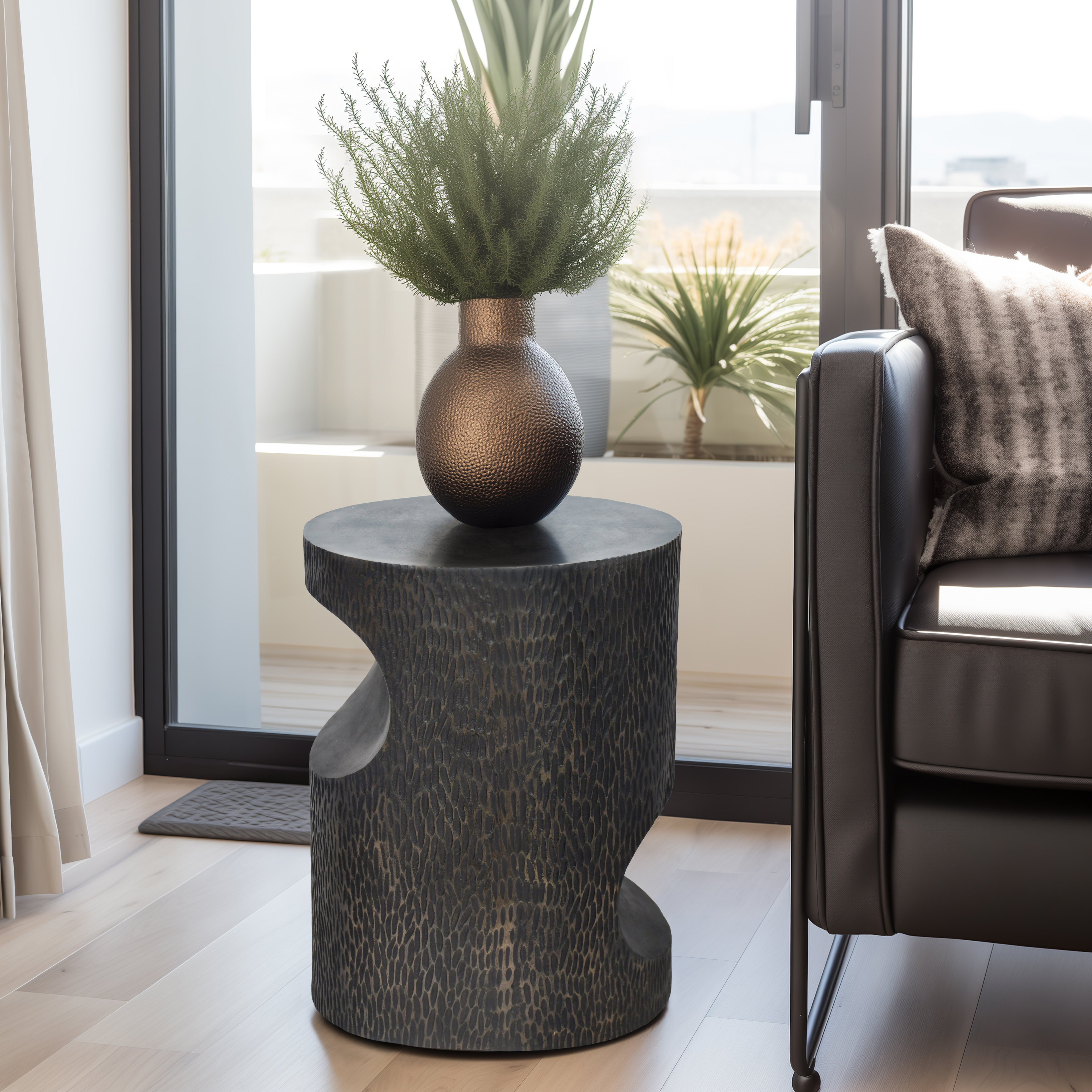 Brayden Studio® Modern Cali Metal Bronze Stool Table | Wayfair