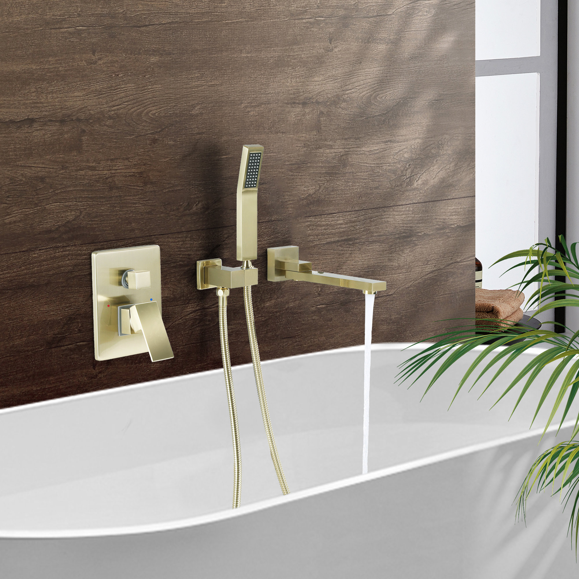 Designer Collection Wall Mount Bathtub Faucet Single Handle Tub Filler ...