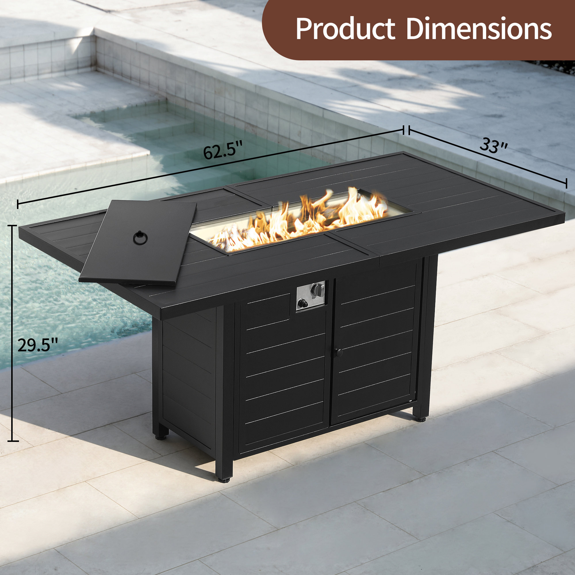 Arlmont & Co. Shamiso 29.5'' H x 62.5'' W Stainless Steel Propane ...