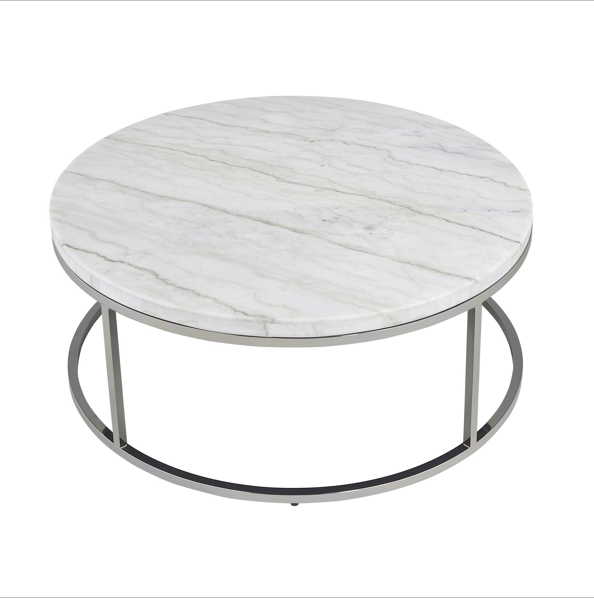 Brayden Studio® Zaidee Mable Top & Nickel Finish Coffee Table | Wayfair