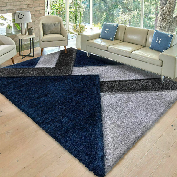 Corrigan Studio Modern 3D Shaggy Rugs Geometric Carved Design Large ...