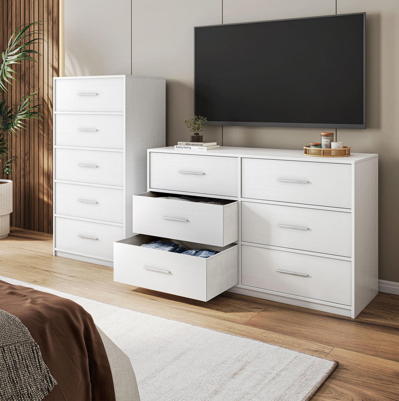 Wrought Studio White 5-Drawer Storage Dresser - Extra Large Fabric ...